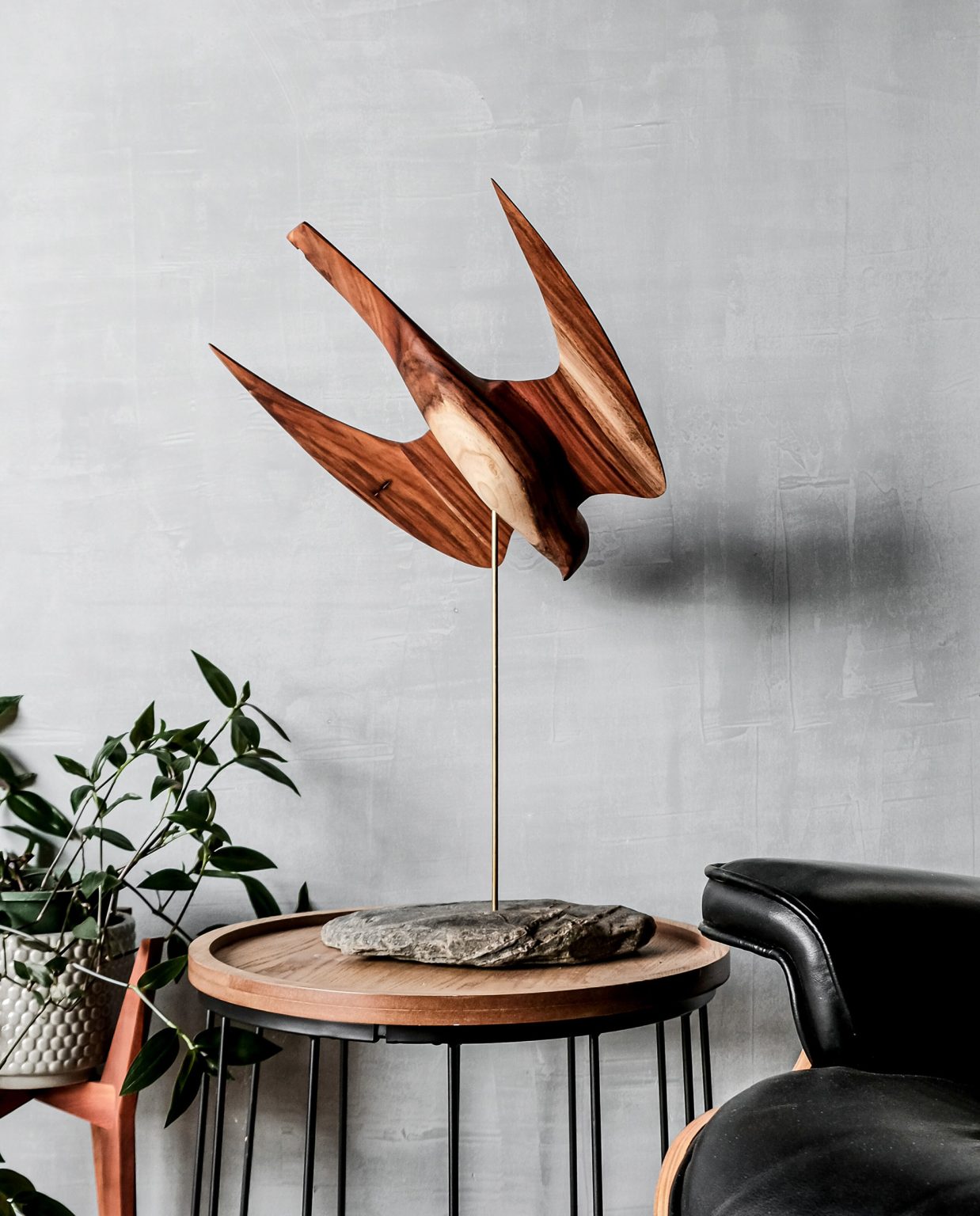 Falcon in flight - NZ Falcon (Kārearea) wooden sculpture