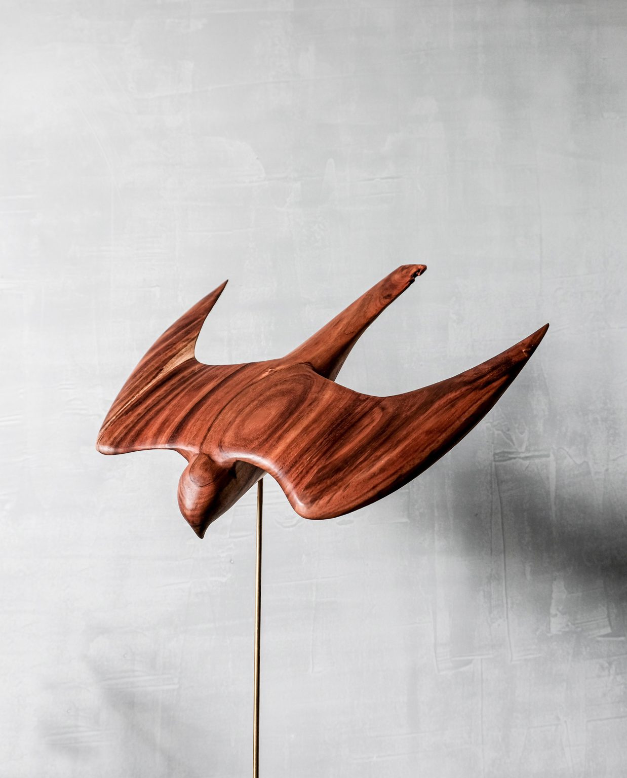 Falcon in flight - NZ Falcon (Kārearea) wooden sculpture