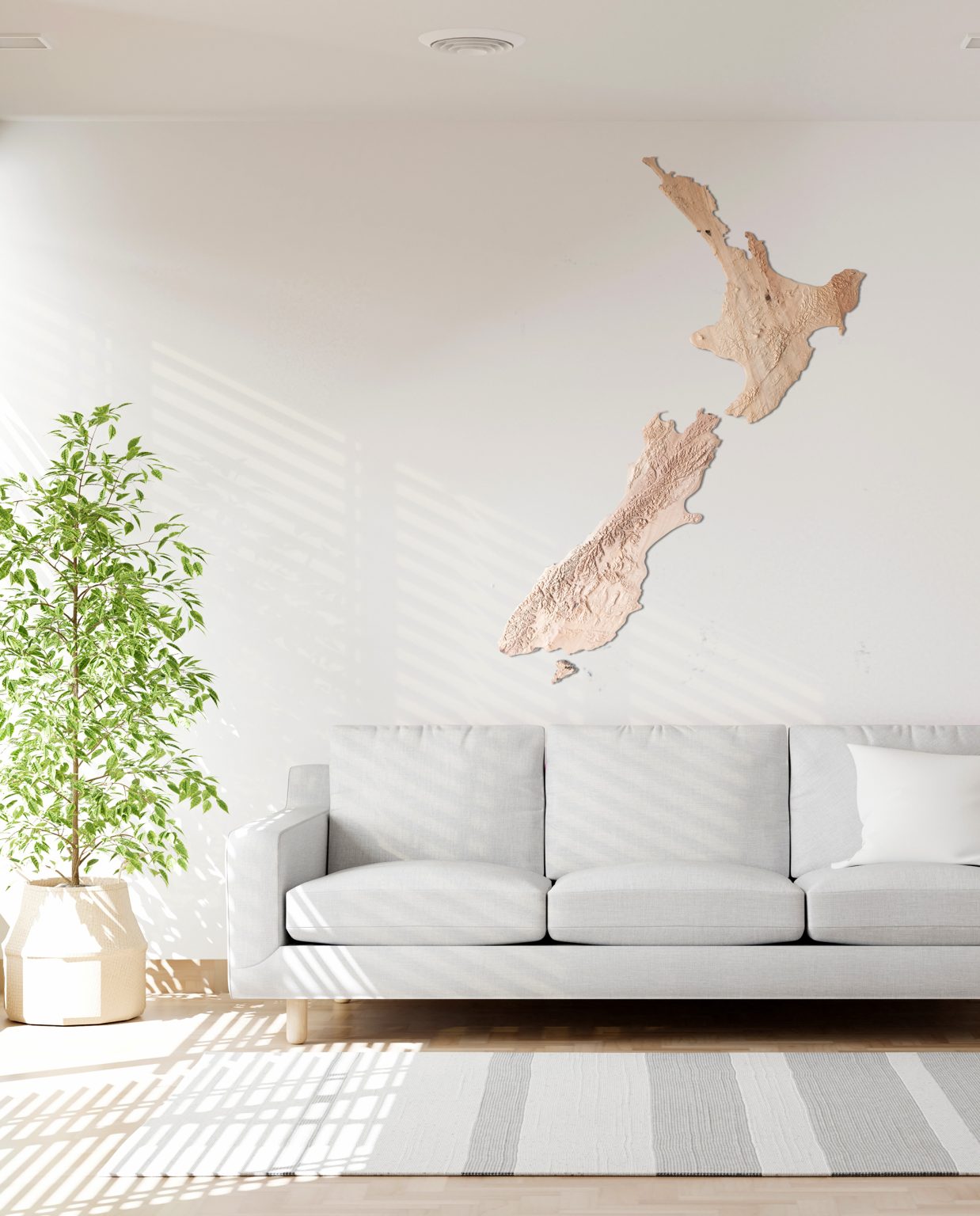 3D Wooden Contour Map of New Zealand