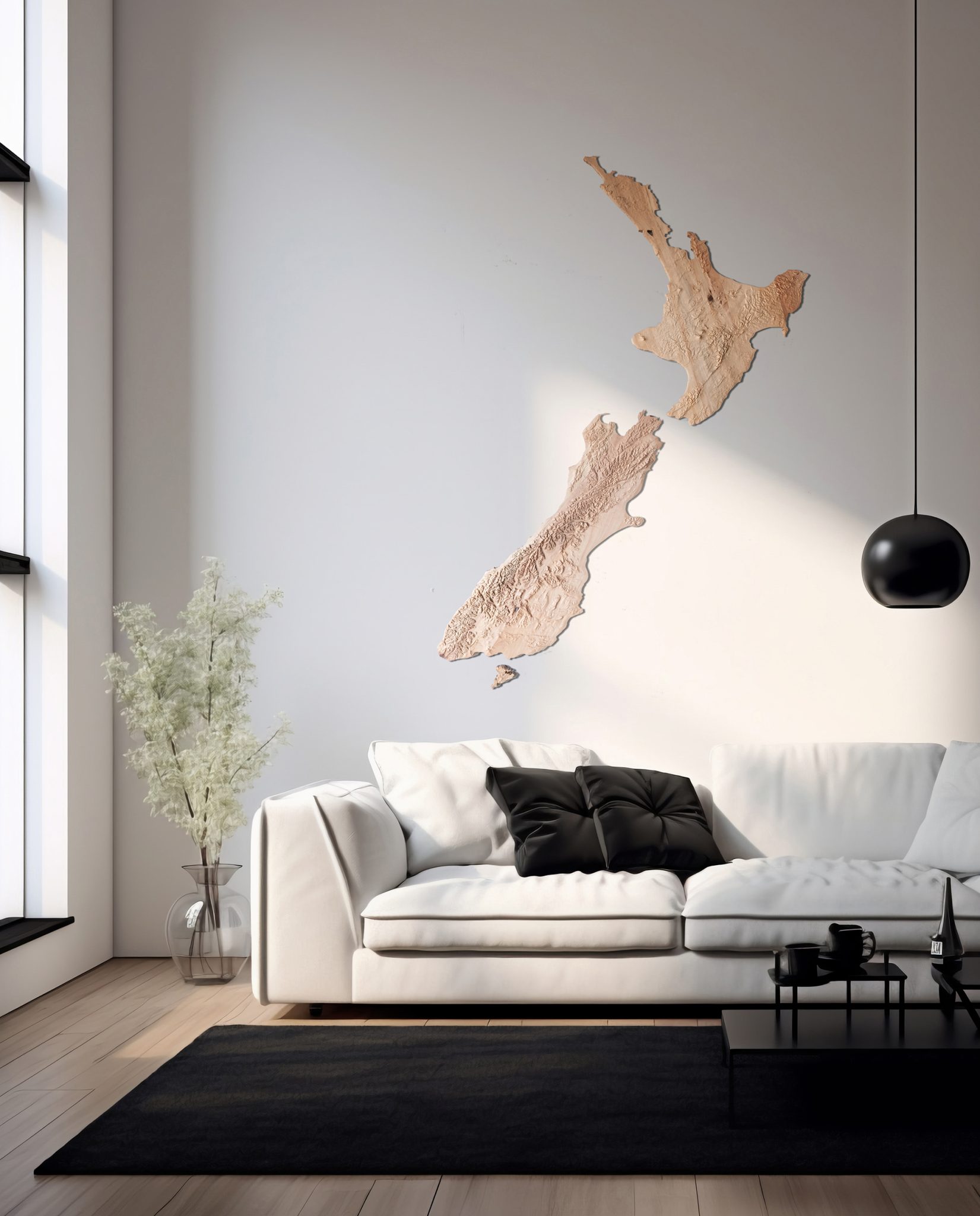 3D Wooden Contour Map of New Zealand