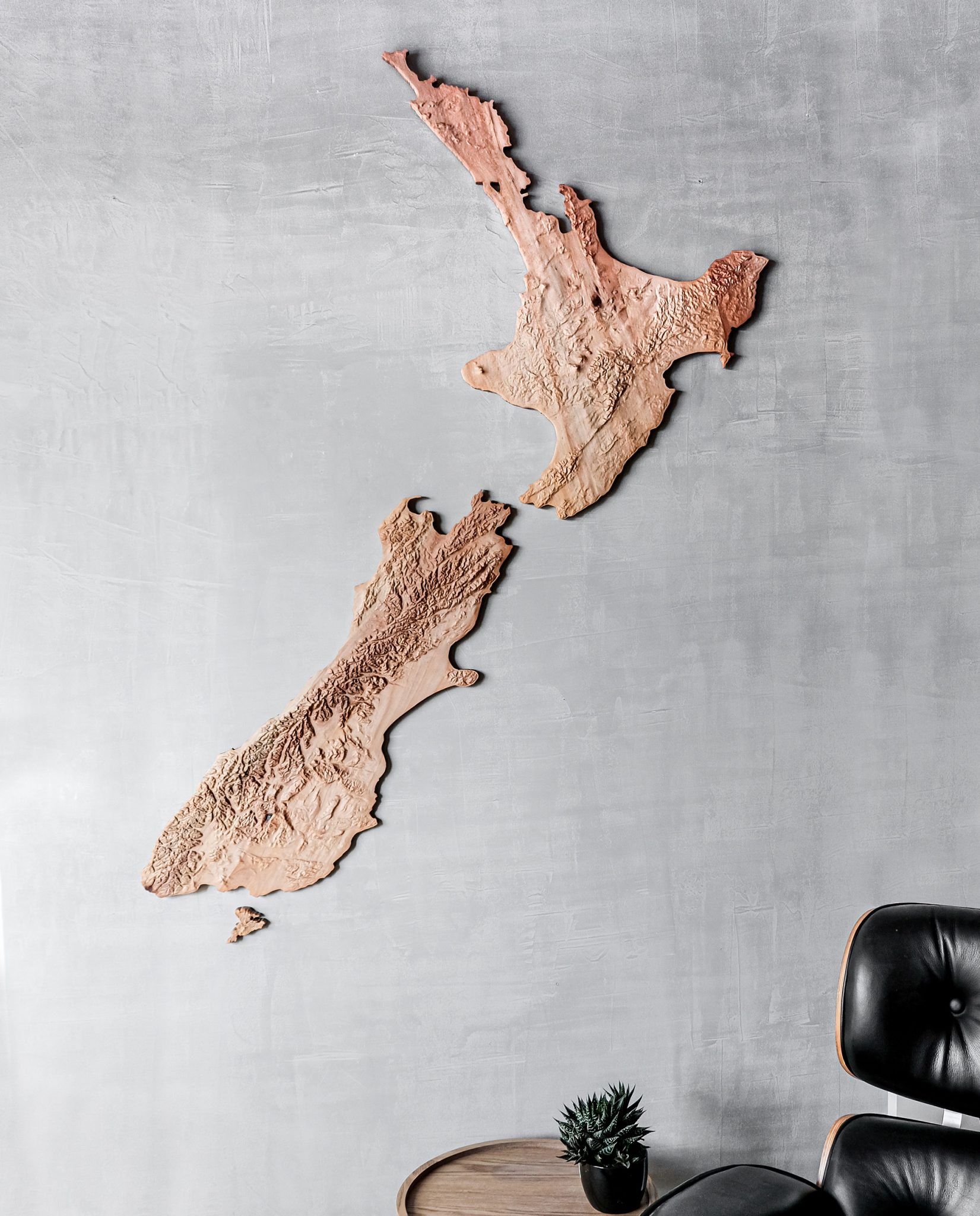 3D Wooden Contour Map of New Zealand